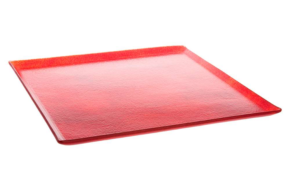 Zen Square Glass Platter - Red 13" - Allens Hire